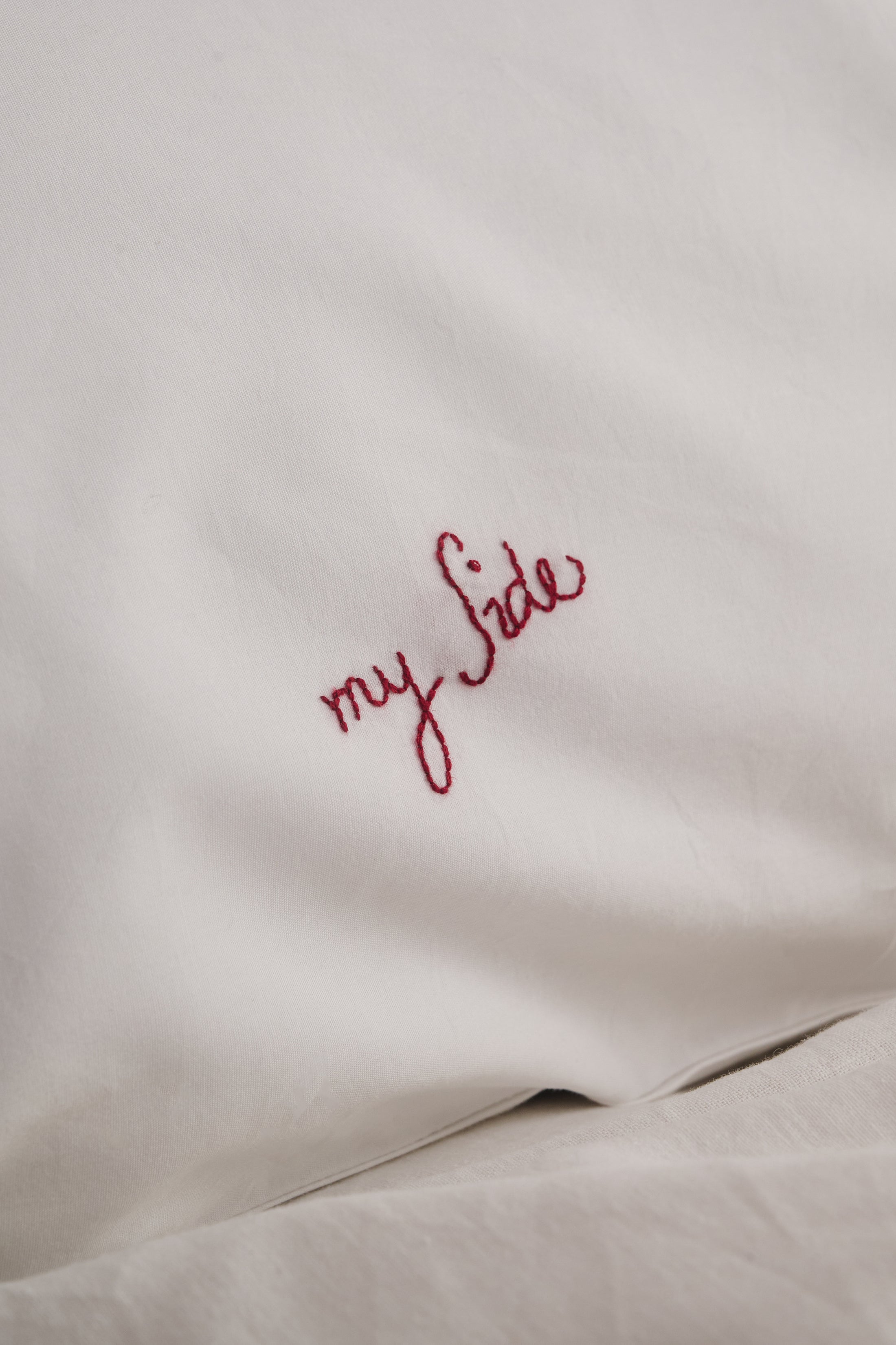 Hand Embroidered Pillowcases - My side/Your side