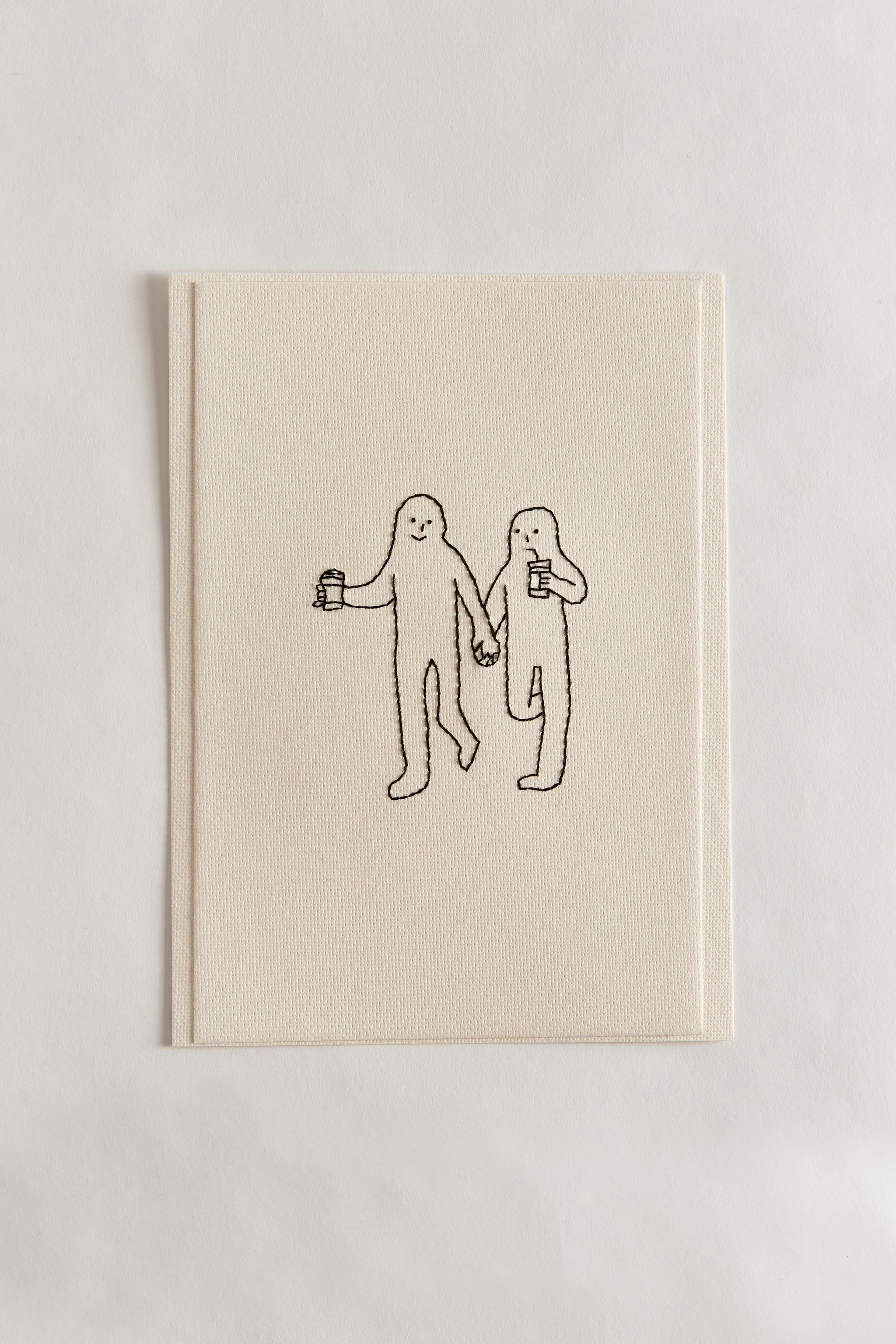 Hand Embroidered Couple Coffee & Walk Card